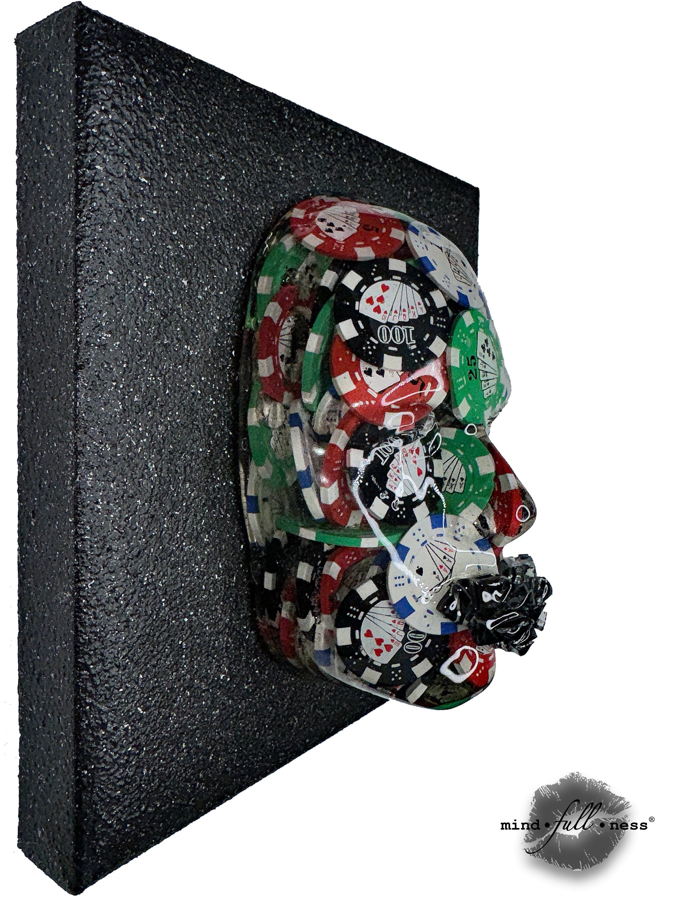 Poker Chips Face Sculpture Art, the Dealer Face Sculpture Art, 3D Face ...