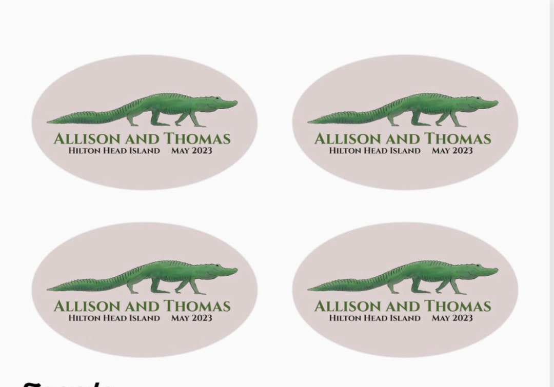 Alligator Wedding Stickers: Hilton Head Island, Southern Charm - Set of ...