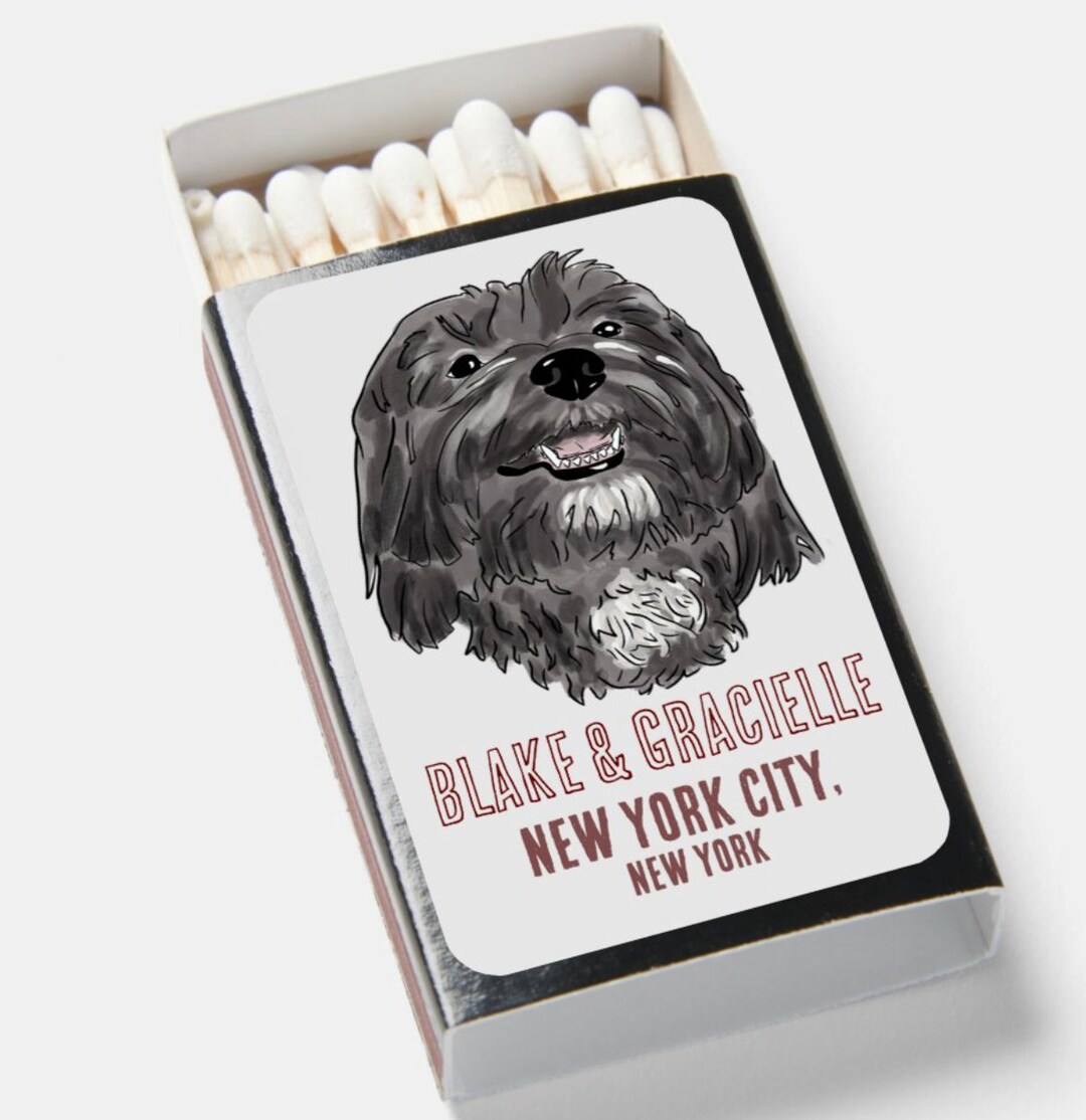 Custom Dog Portrait on Matches, Comes With a Pack of 50 Matchboxes, Dog ...