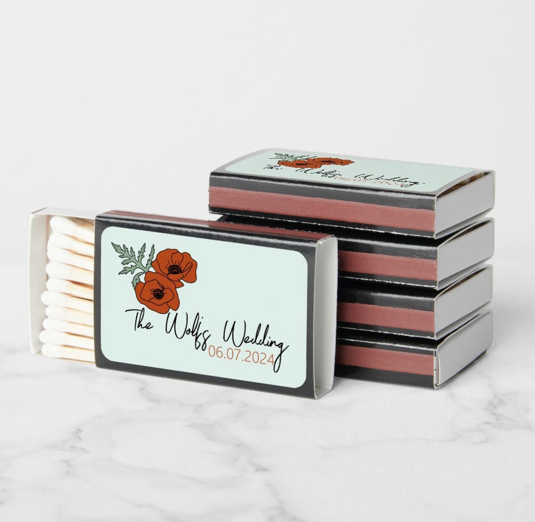 Poppy Flower Matchbox California Wedding Favors for Guests in Bulk ...