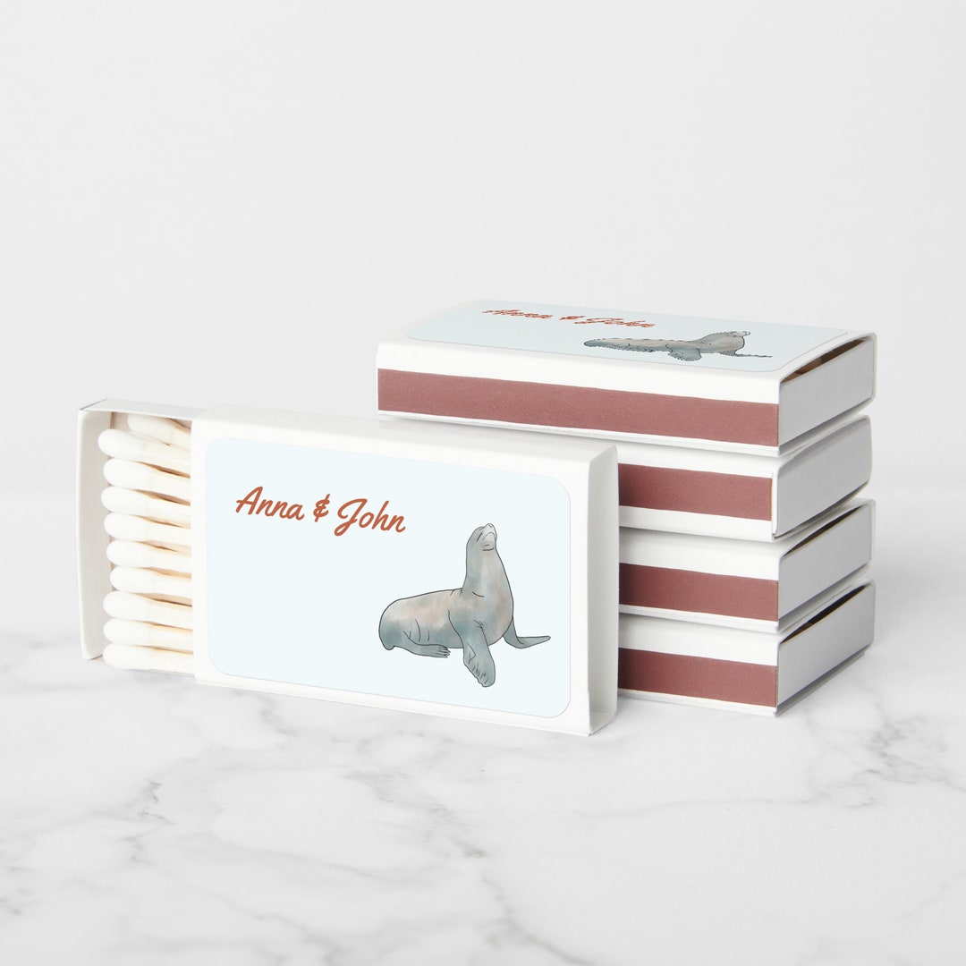 Seal Watercolor Matchbox Wedding Favors - Bulk Pack of 50 - Etsy