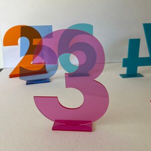 Modern Table Numbers, Custom Colorful Table Numbers for Wedding, Simple ...