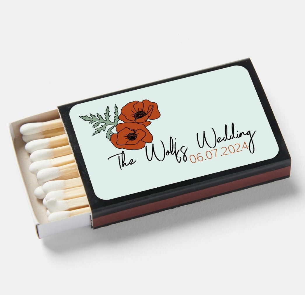 Poppy Flower Matchbox California Wedding Favors for Guests in - Etsy