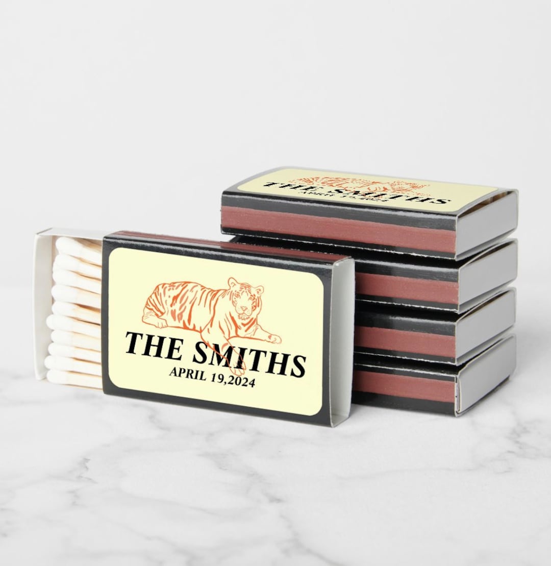 Tiger Matchbook Wedding Favors: Customizable Jungle Theme (pack of 50 ...