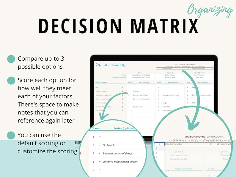 Decision Matrix 3 Option Template | Decision Making Tool | Google ...