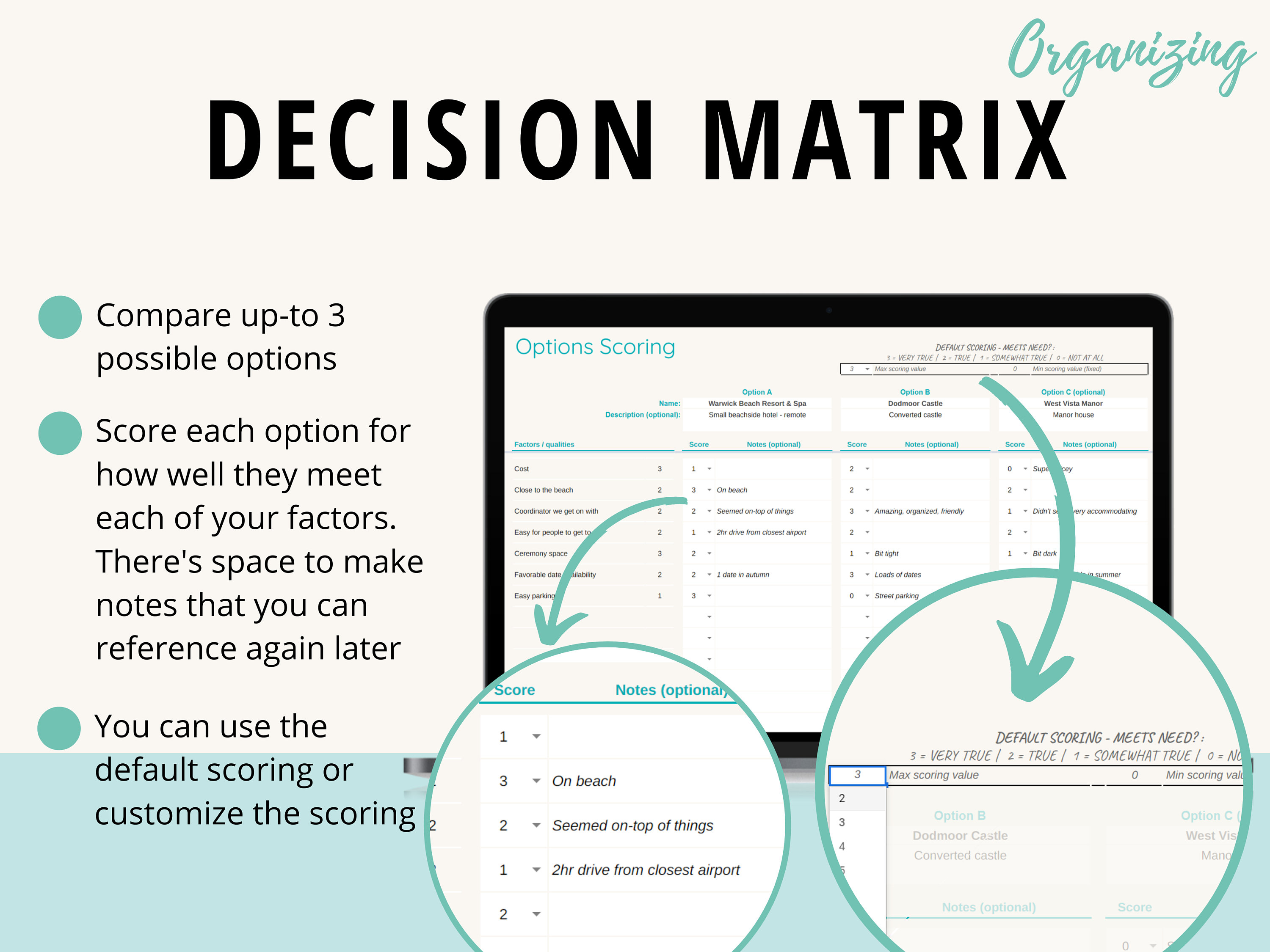 Decision Matrix 3 Option Template | Decision Making Tool | Google ...