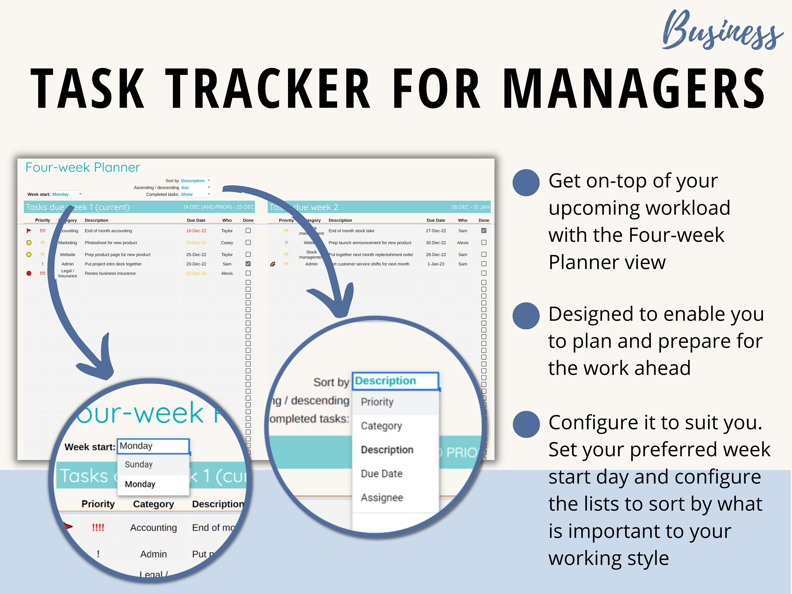 Task Tracker for Managers Google Sheets Template Project - Etsy