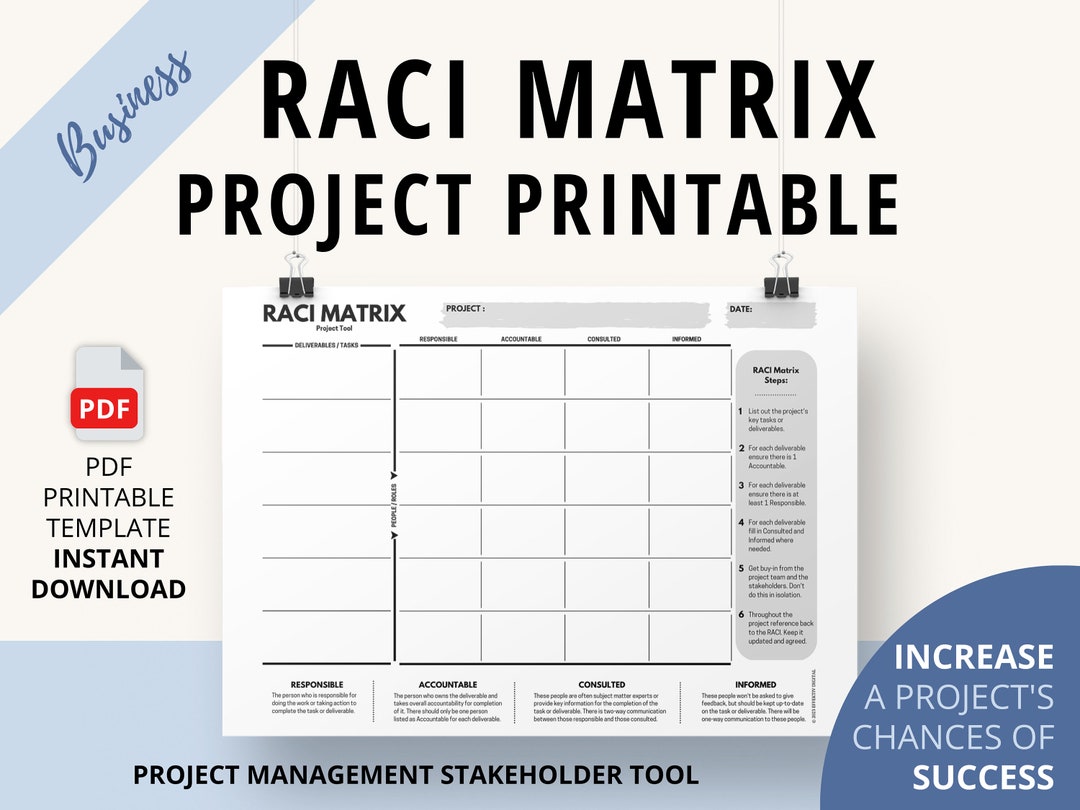 RACI Matrix | PDF Printable | Project Success | Project Management ...