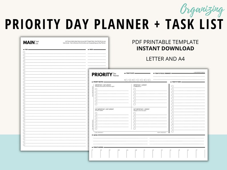 Priority Day Planner Task List PDF Printable Priority - Etsy