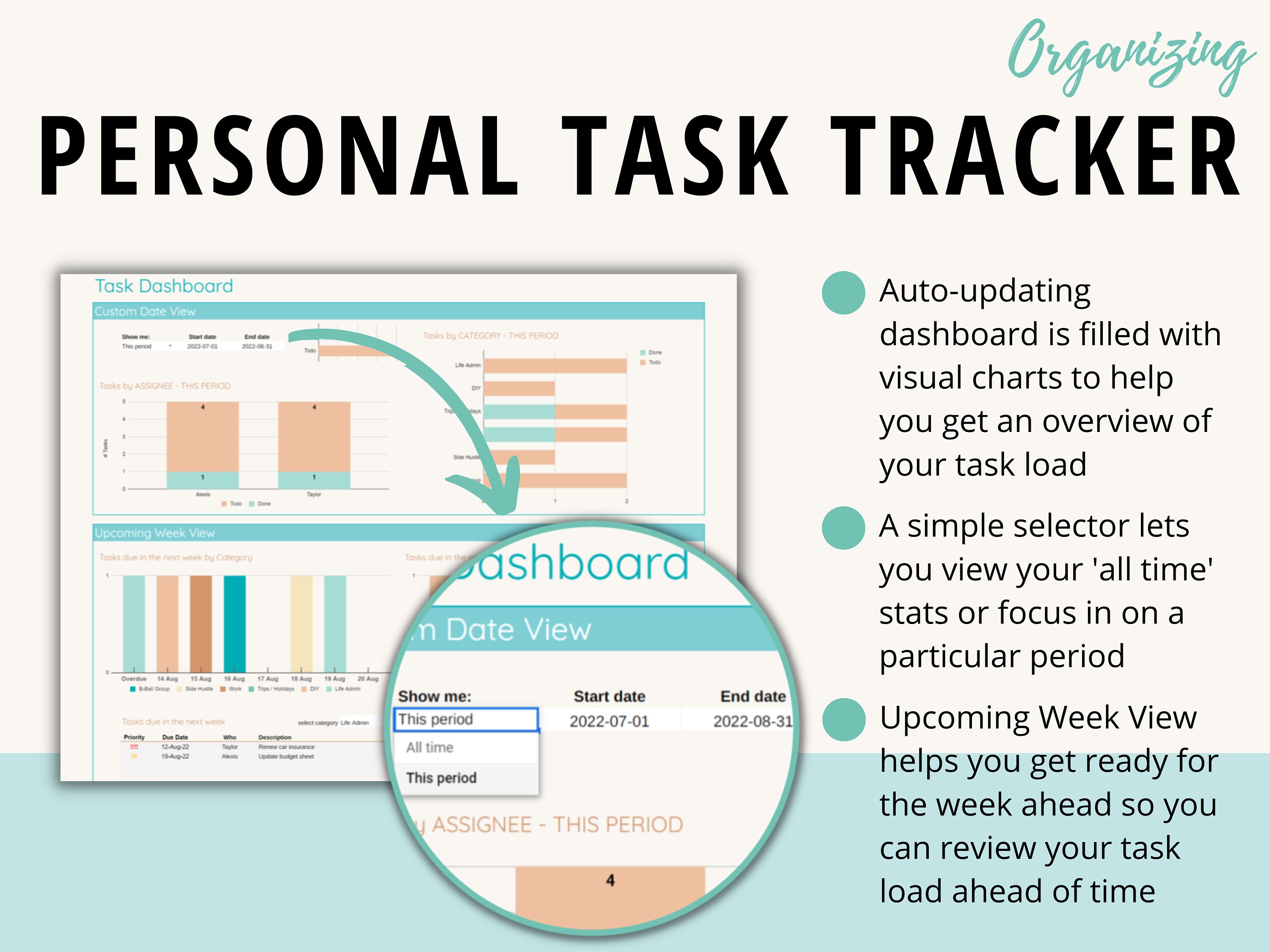 Personal Task Tracker | Google Sheets Template | Project Management ...