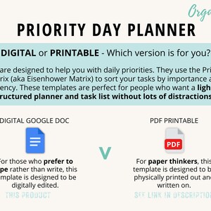 Priority Day Planner + Task List | Digital Google Docs Template ...