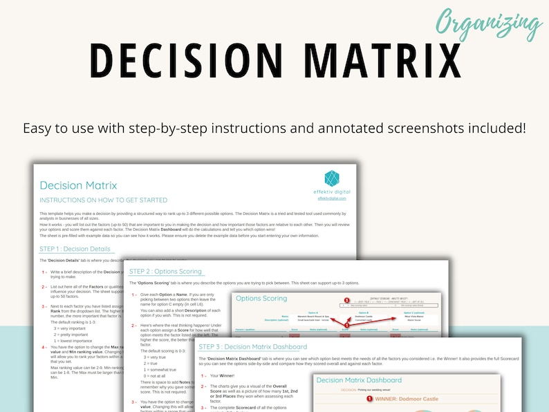 Decision Matrix 3 Option Template | Decision Making Tool | Google ...