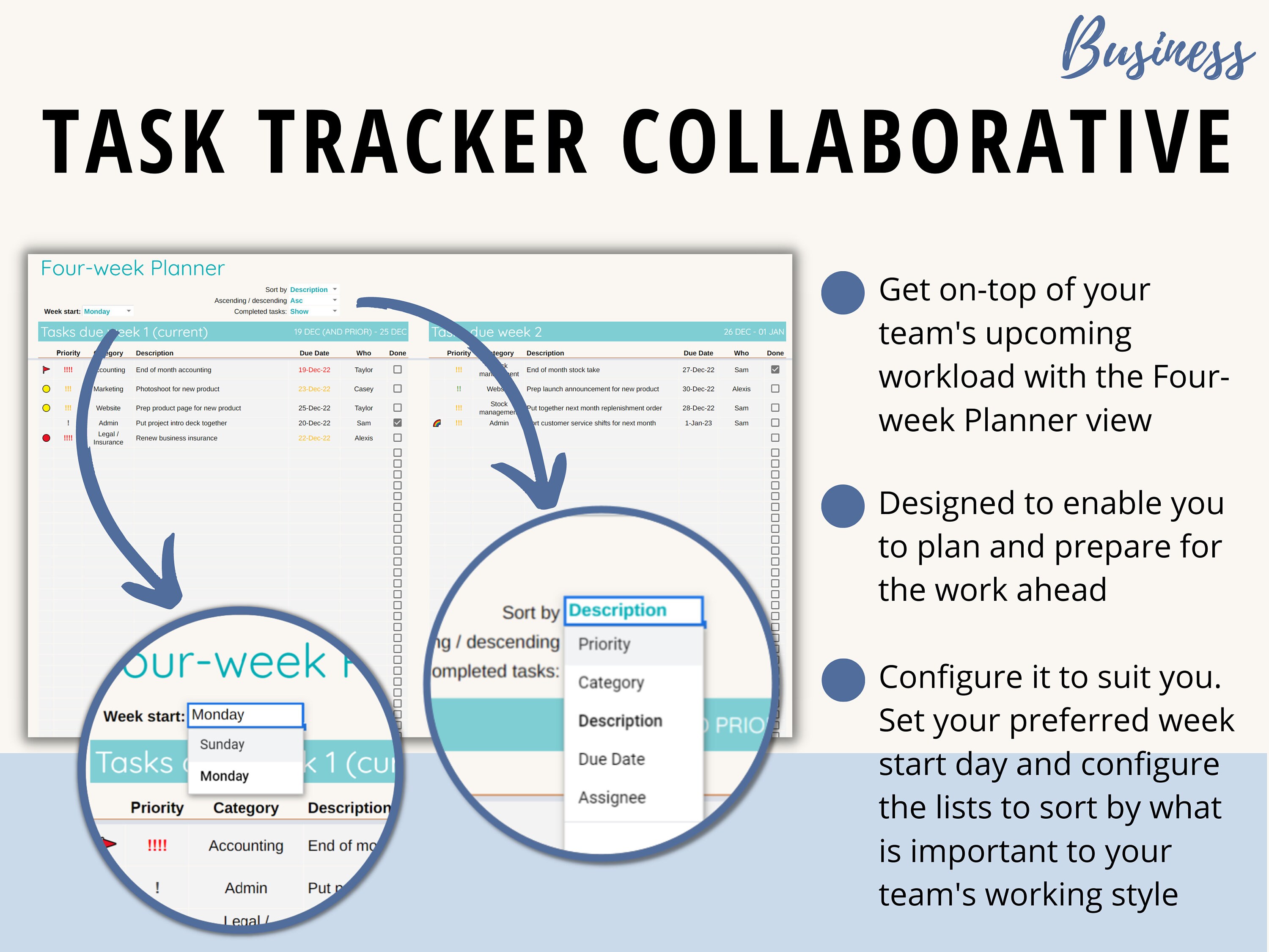 Team Task Tracker | 10 Person Collaborative Team | Google Sheets ...