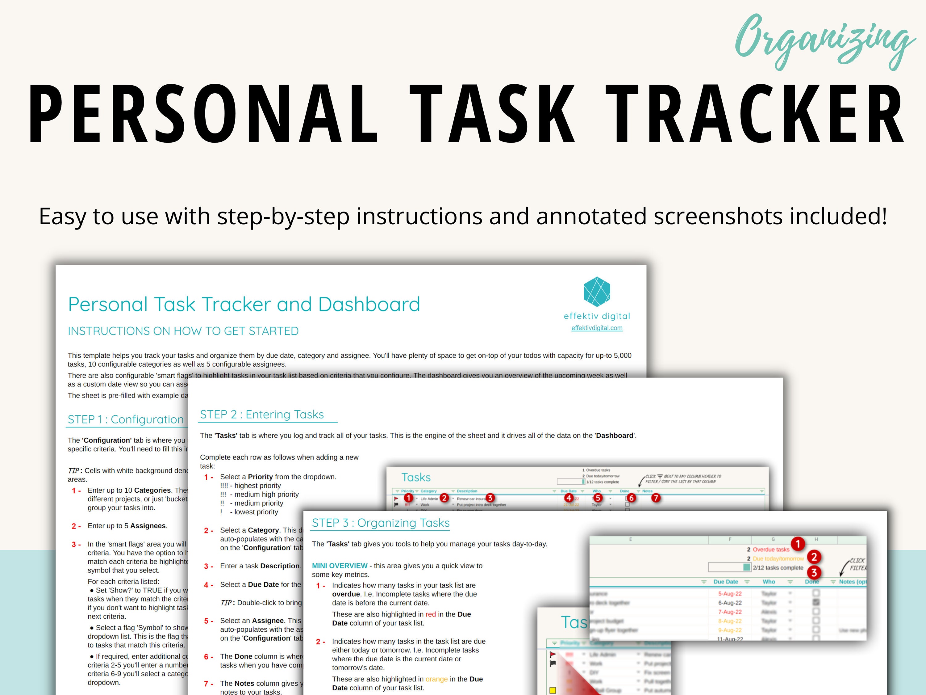 Personal Task Tracker | Google Sheets Template | Project Management ...