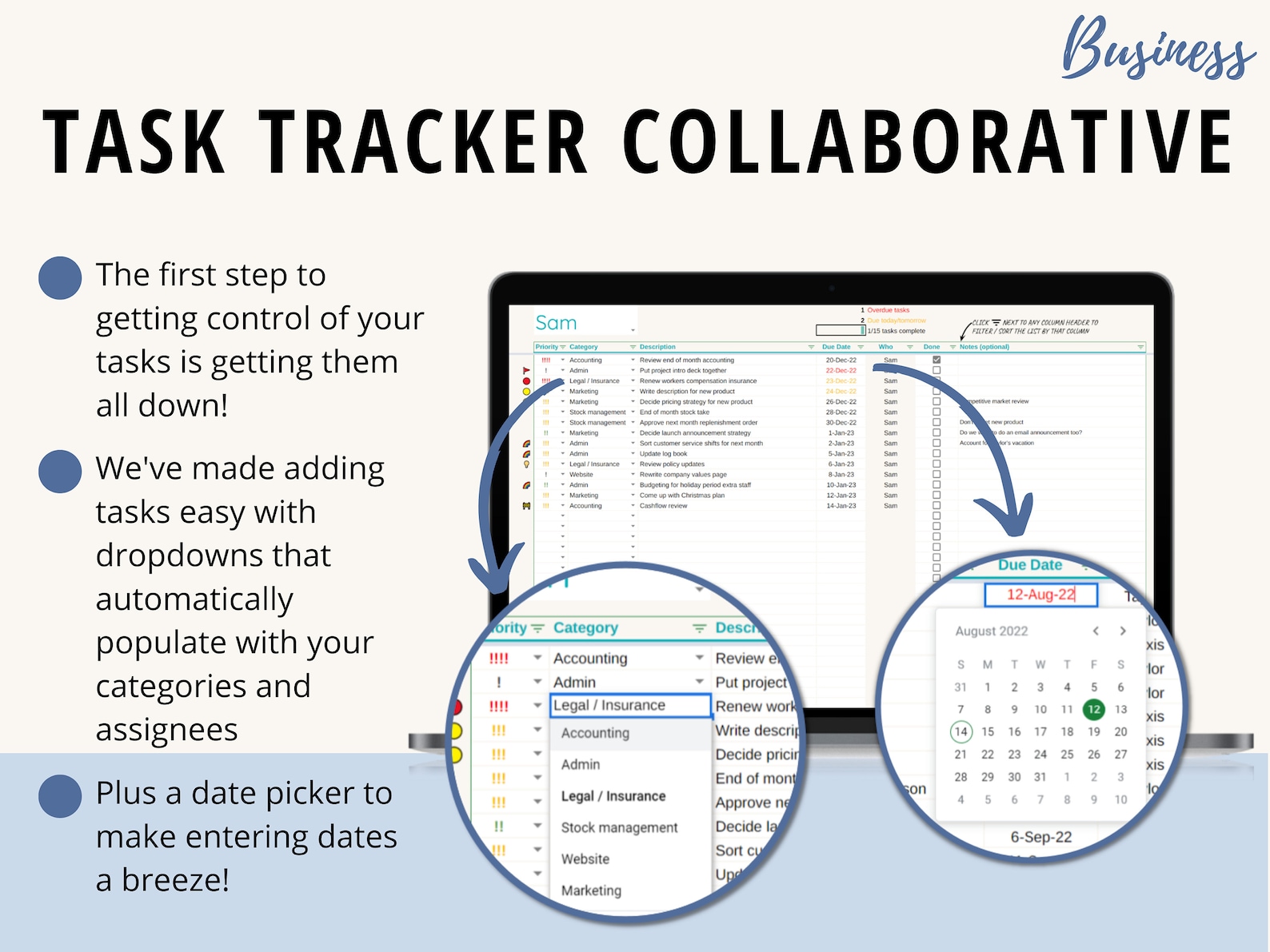 Team Task Tracker | 10 Person Collaborative Team | Google Sheets ...