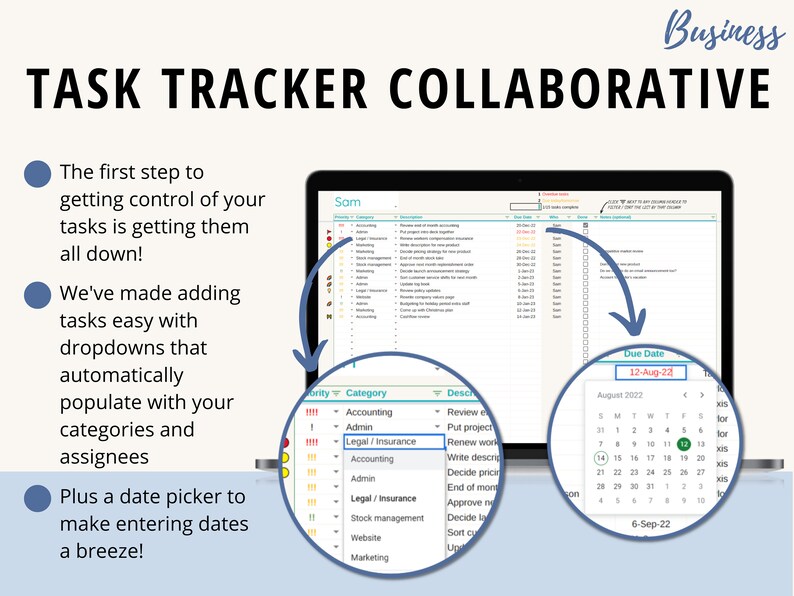 Team Task Tracker | 5 Person Collaborative Team | Google Sheets ...
