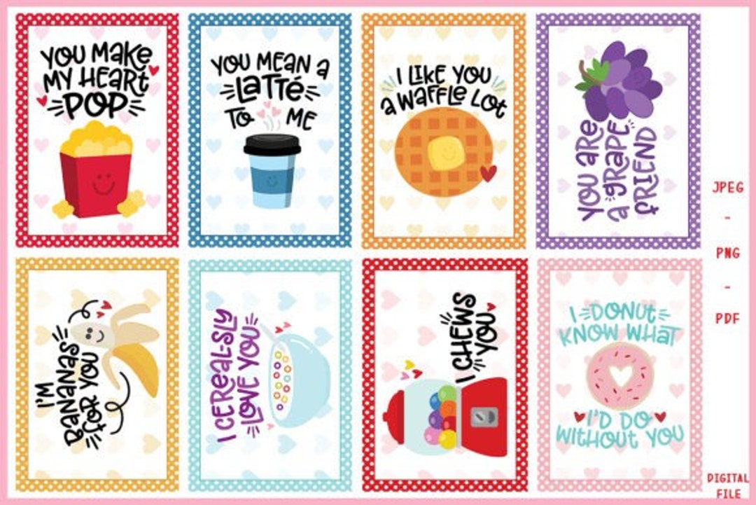 Printable Food Pun Valentine's Day Cards (JPG, PNG, PDF) - Etsy