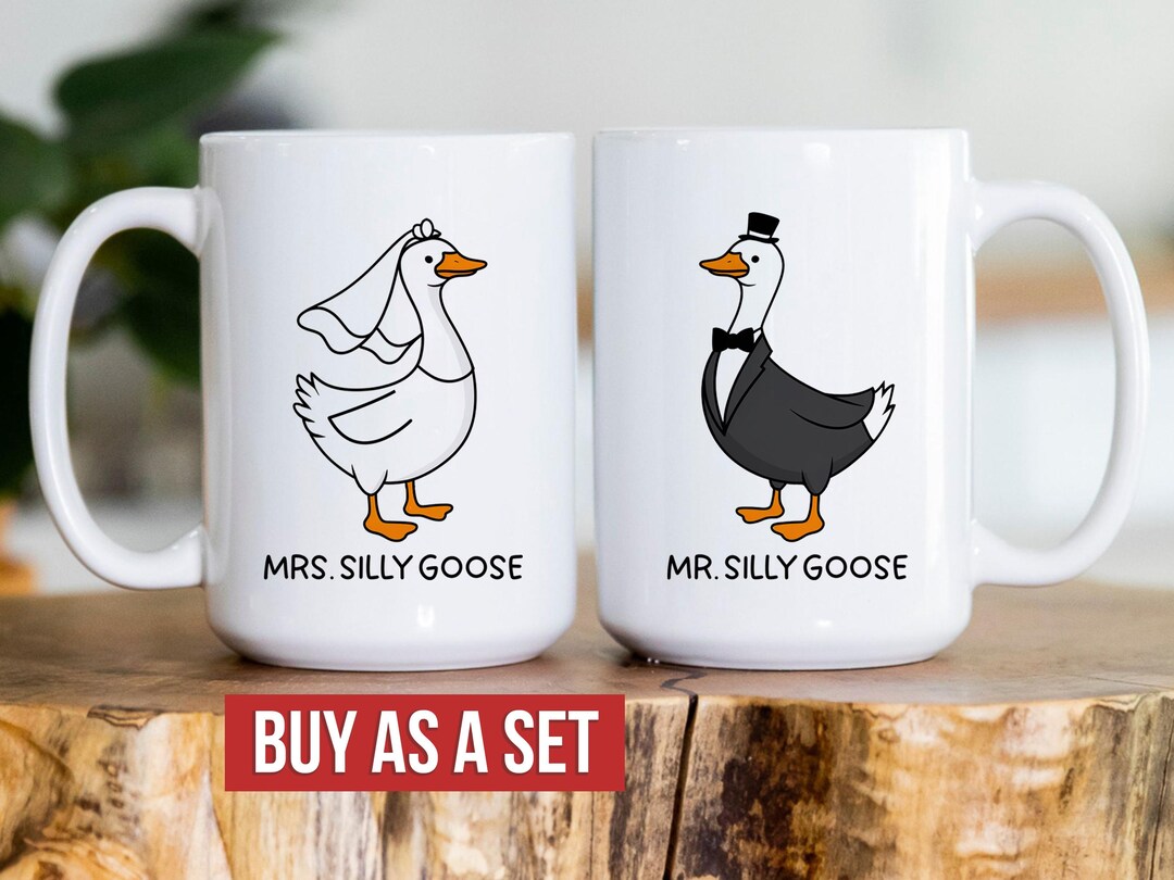 Mrs Silly Goose and Mr Silly Goose Mugs Wedding Gift for Newlyweds ...