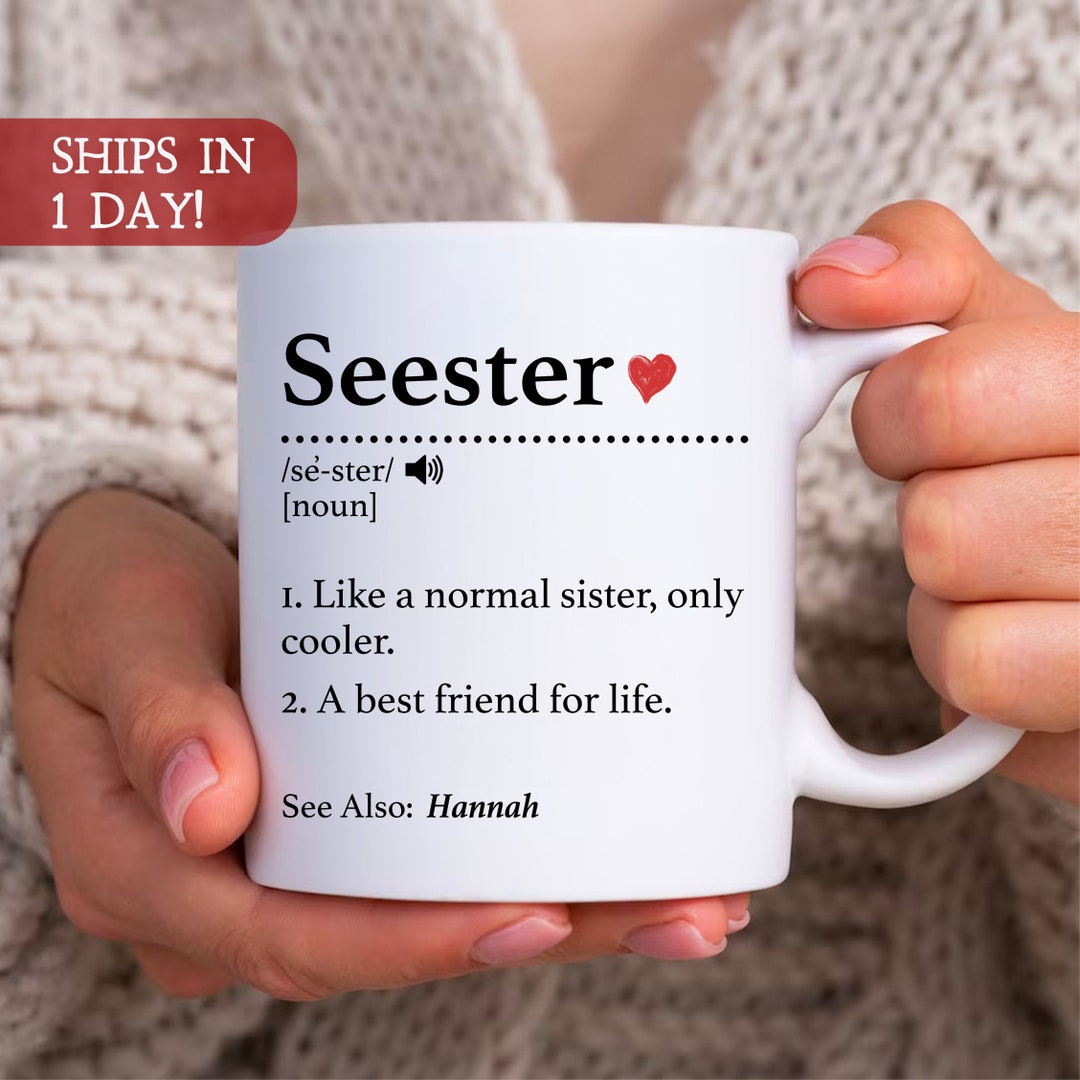 Sister Definition Mug, Seester Noun Mug, Personalized Sister Gift ...