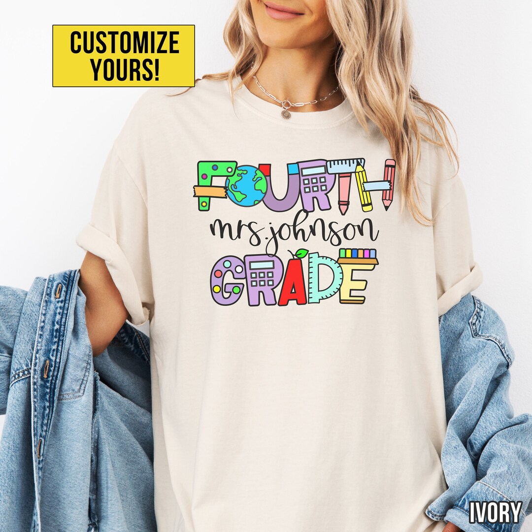 Comfort Colors Fourth Grade Teacher Shirt Custom 4th Grade Teacher Team ...