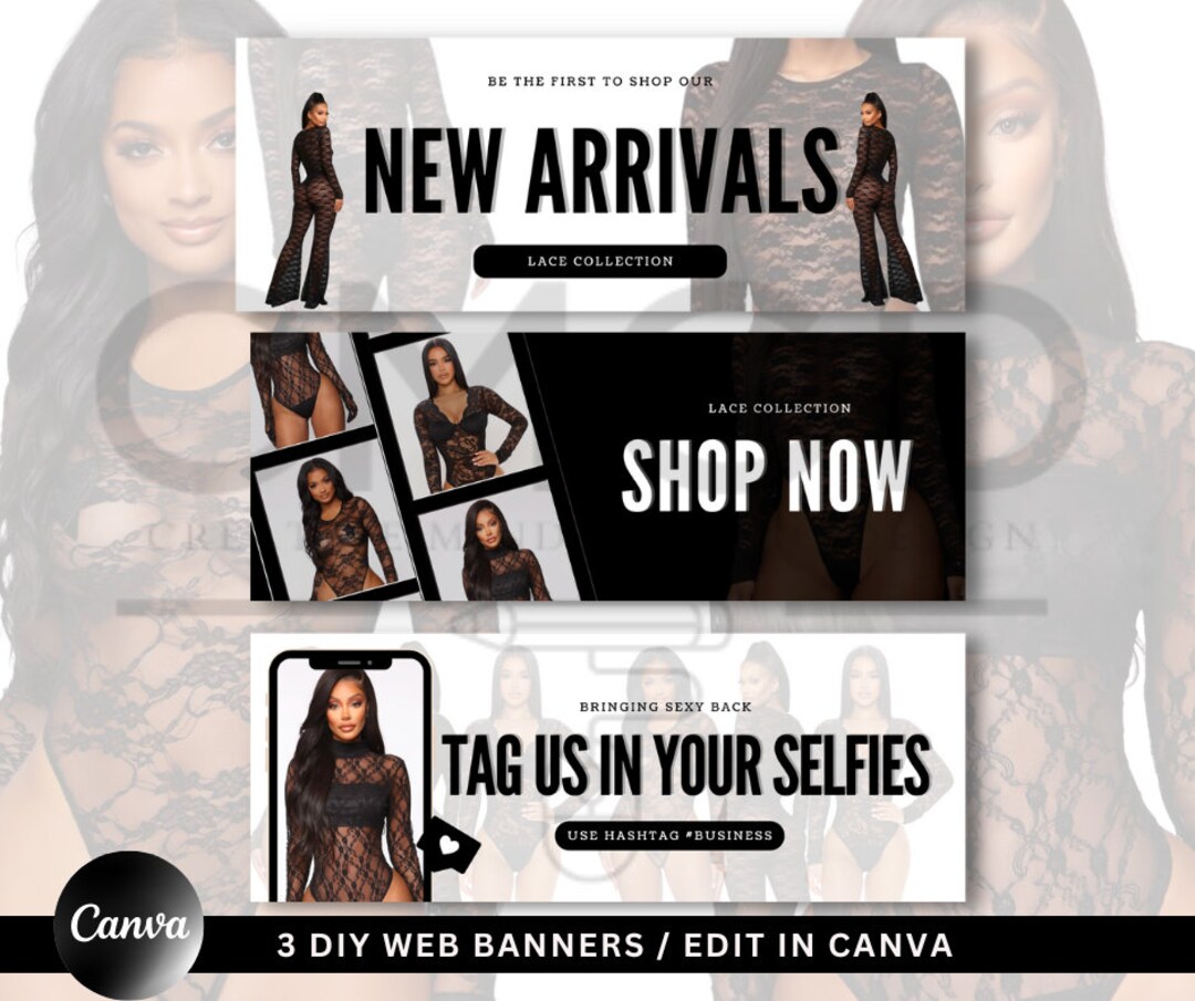 DIY Boutique Web Banners Edit in Canva Instant Access New Arrivals Shop ...