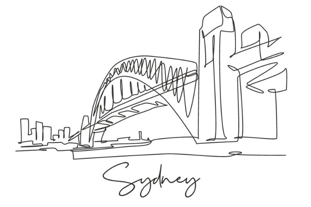 One Continuous Line Drawing Sydney Harbour Bridge Image - Etsy