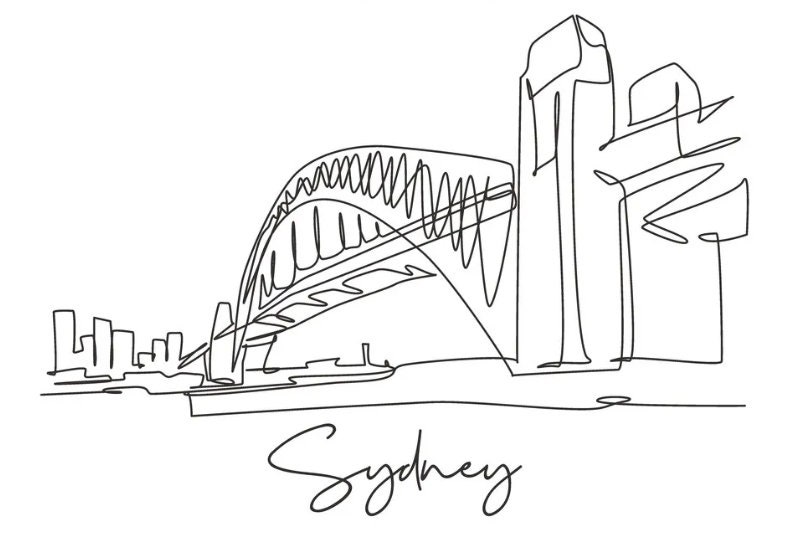 One Continuous Line Drawing Sydney Harbour Bridge Image - Etsy