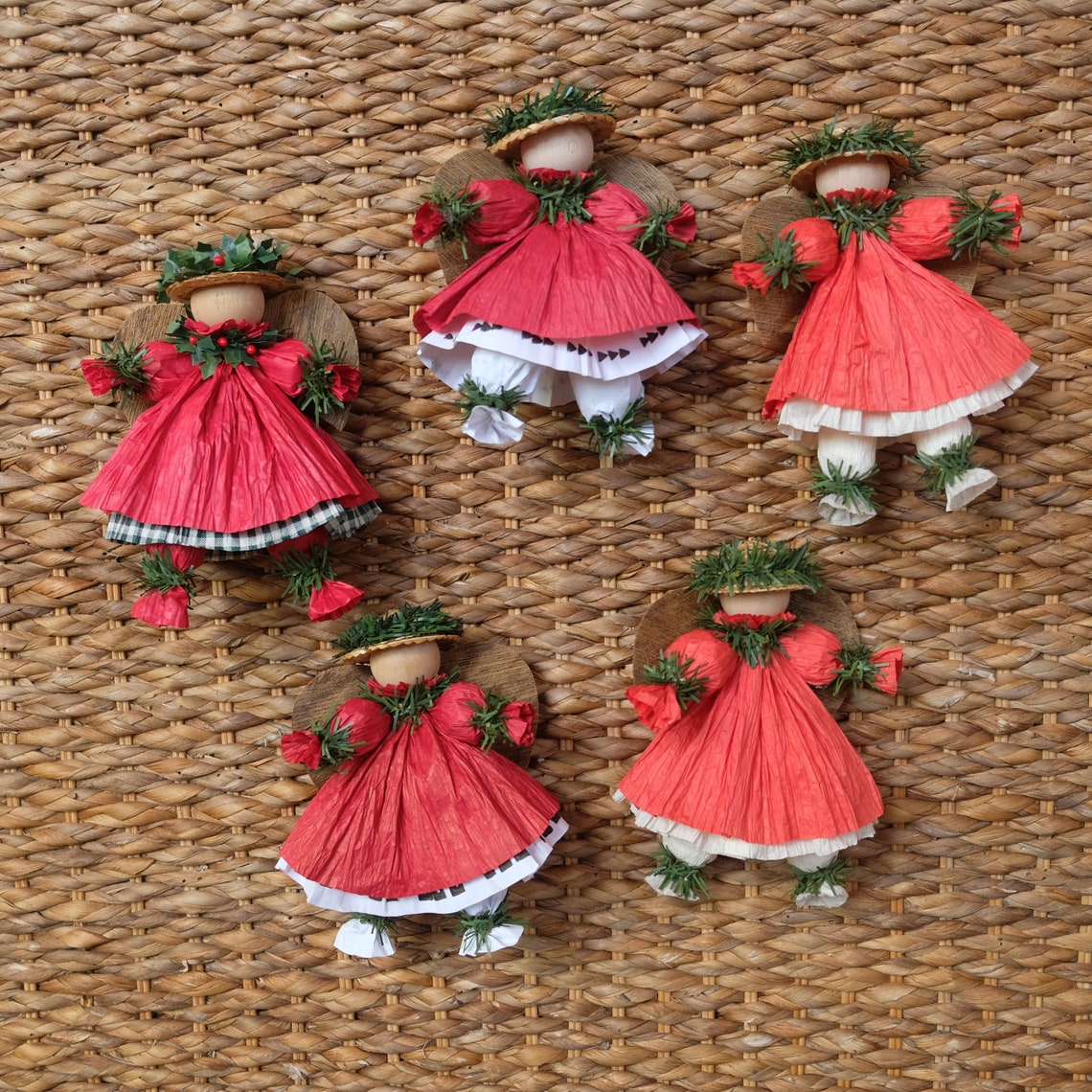 Handmade Red Hula Angel Christmas Ornament / Tree Topper - Etsy
