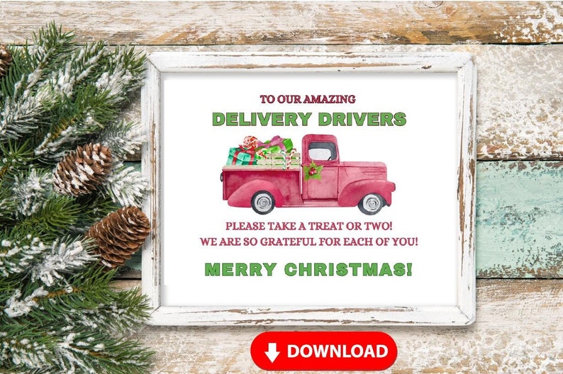 Printable Delivery Driver Thank You Snack Sign! Merry Christmas Happy ...