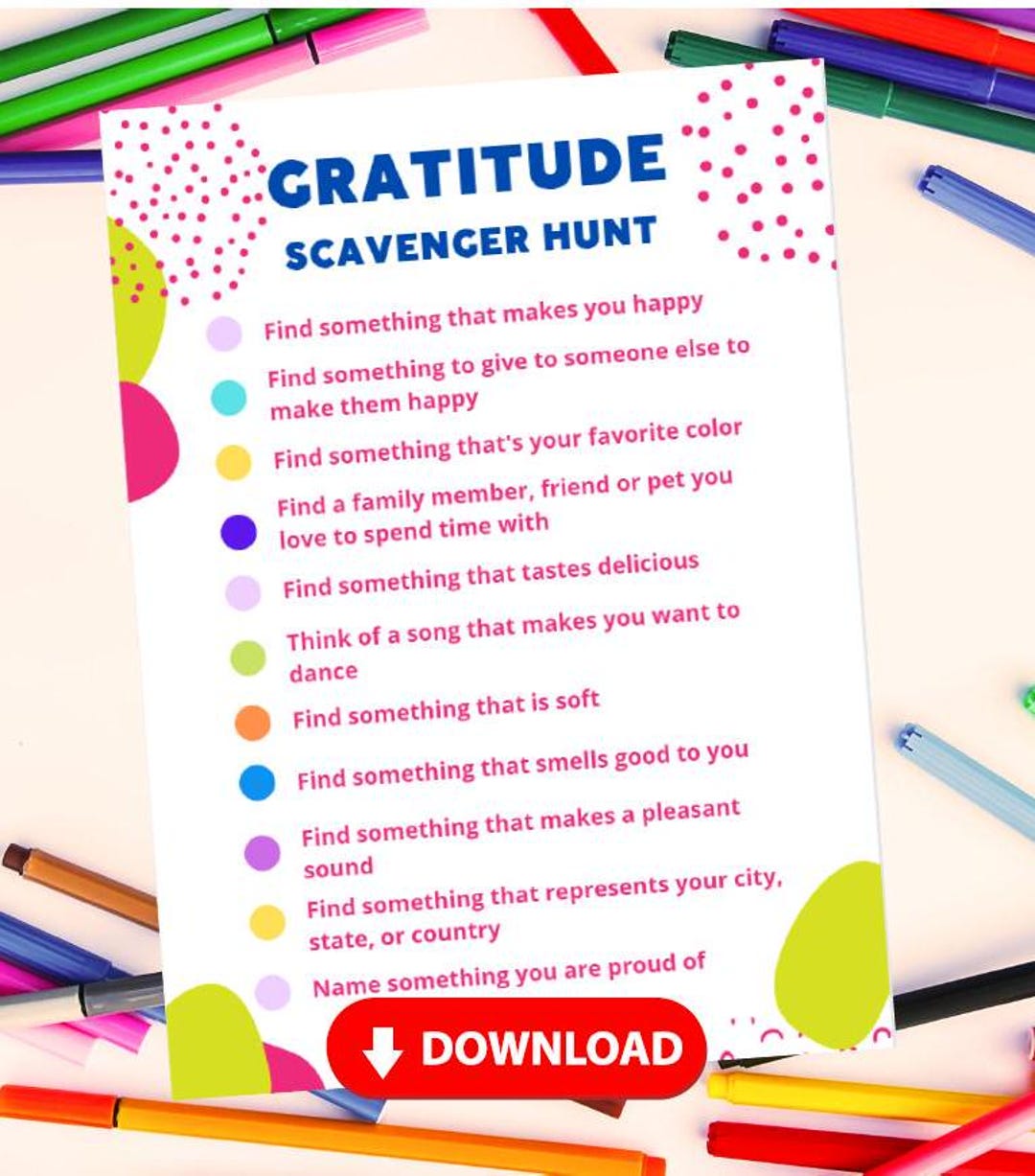 Gratitude Scavenger Hunt - Thanksgiving - School - Therapy - Etsy