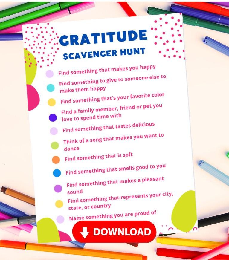 Gratitude Scavenger Hunt Thanksgiving School Therapy - Etsy