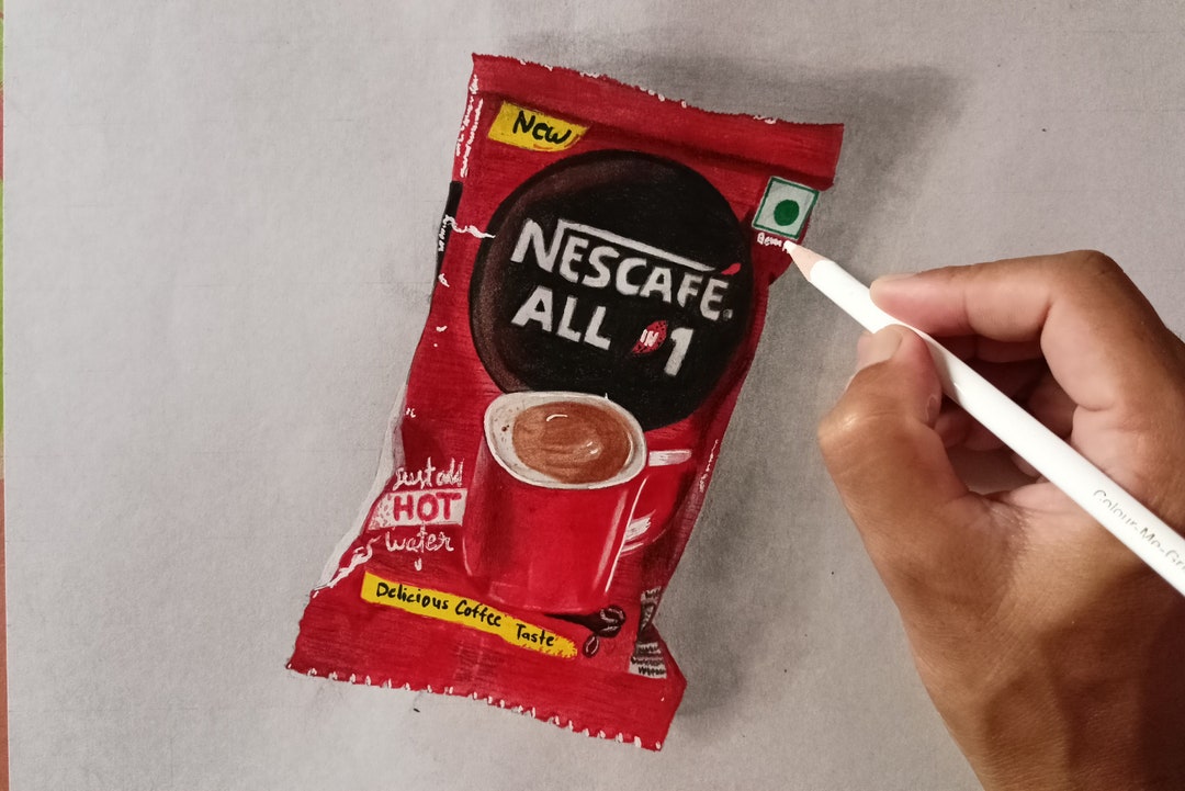 Nescafé coffee pack dibujo dibujo lápiz de color arte lápiz - Etsy México