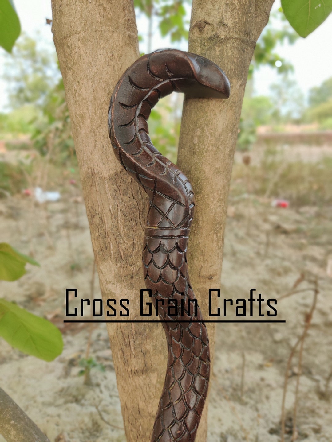 Snake Cane Wooden Walking Stick Hand Carved Walking Cane Cobra Animal ...