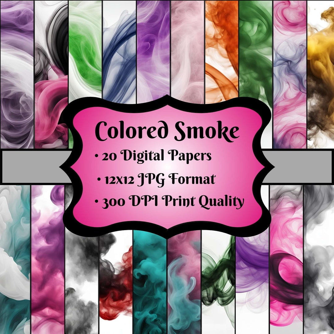 Colored Smoke Digital Paper Scrapbooking, Junk Journal, Ephemera, Card ...