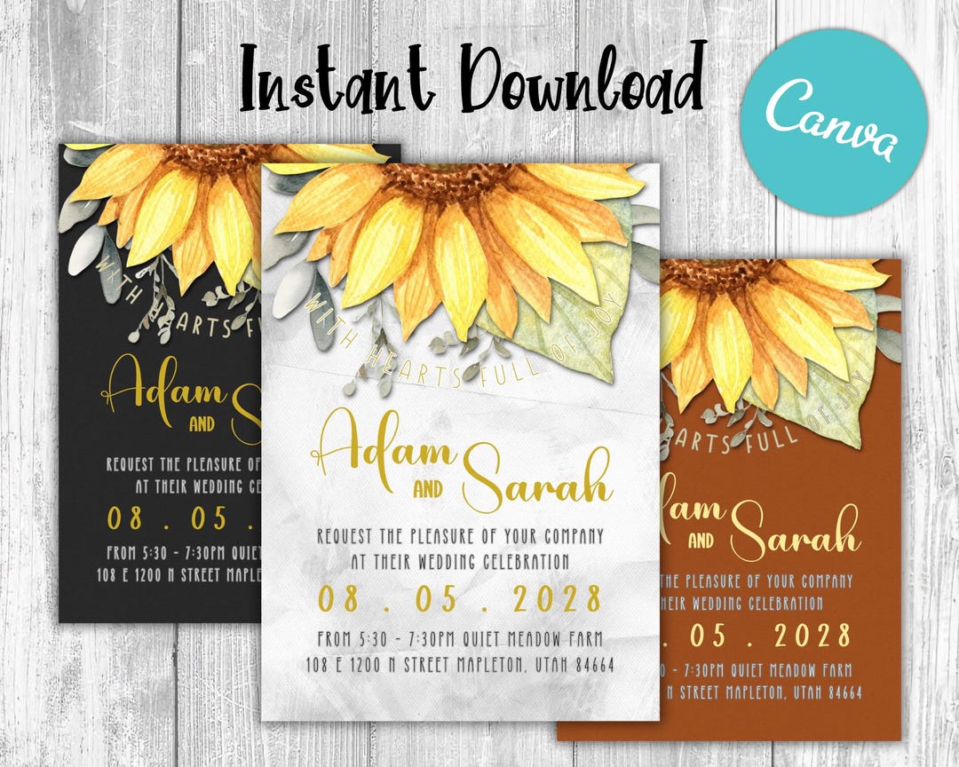 Fall Sunflower Wedding Invitation - Etsy Canada