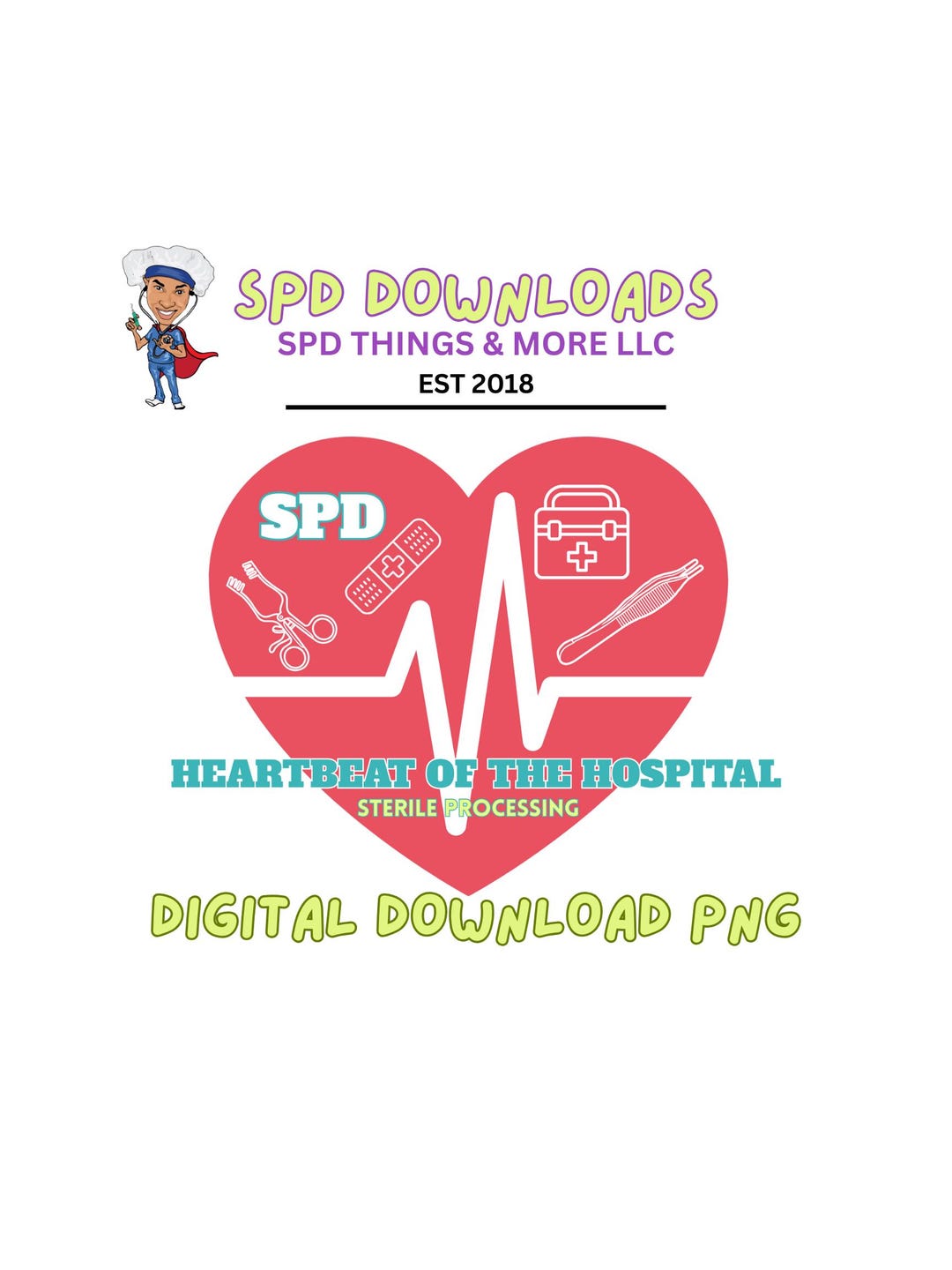 SPD Heart PNG Sterile Processing - Etsy