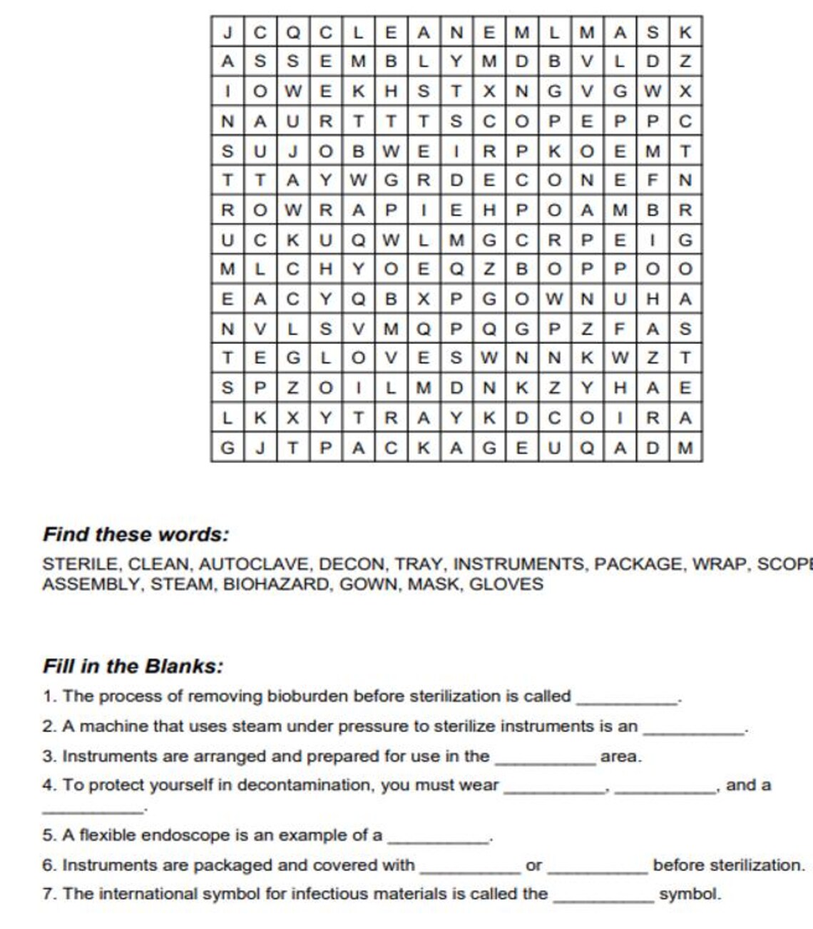 2 PAGES Word Search & Fill in the Blank - Etsy Canada