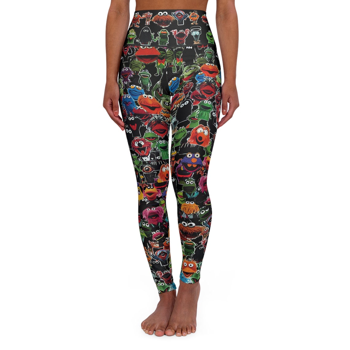 Muppets as Drawn by a Kid - Black - High Waisted Yoga Leggings - Etsy