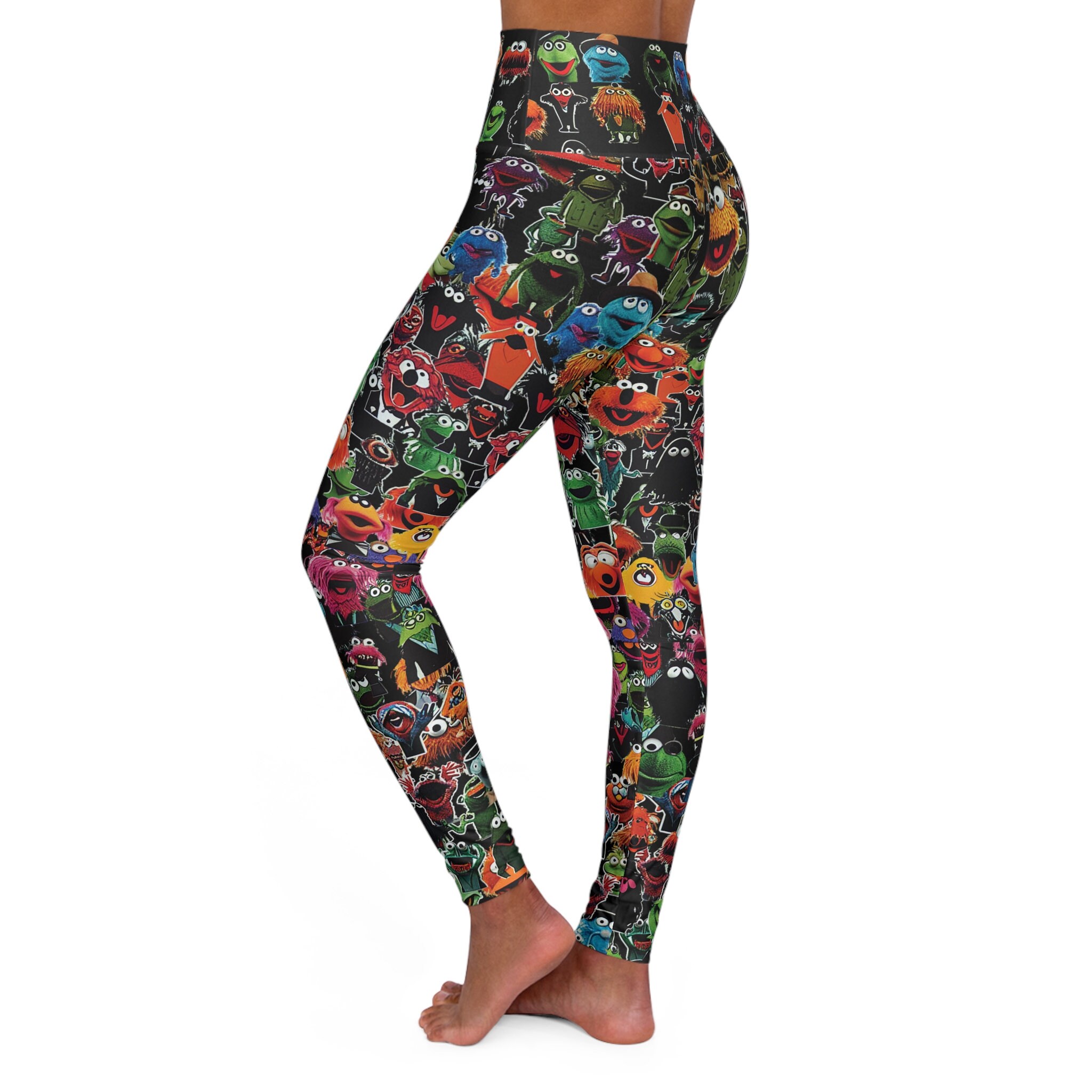 Muppets as Drawn by a Kid - Black - High Waisted Yoga Leggings - Etsy