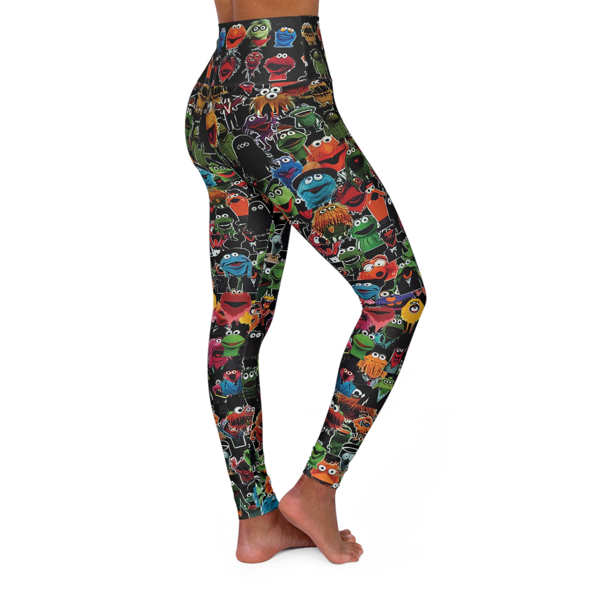Muppets as Drawn by a Kid - Black - High Waisted Yoga Leggings - Etsy