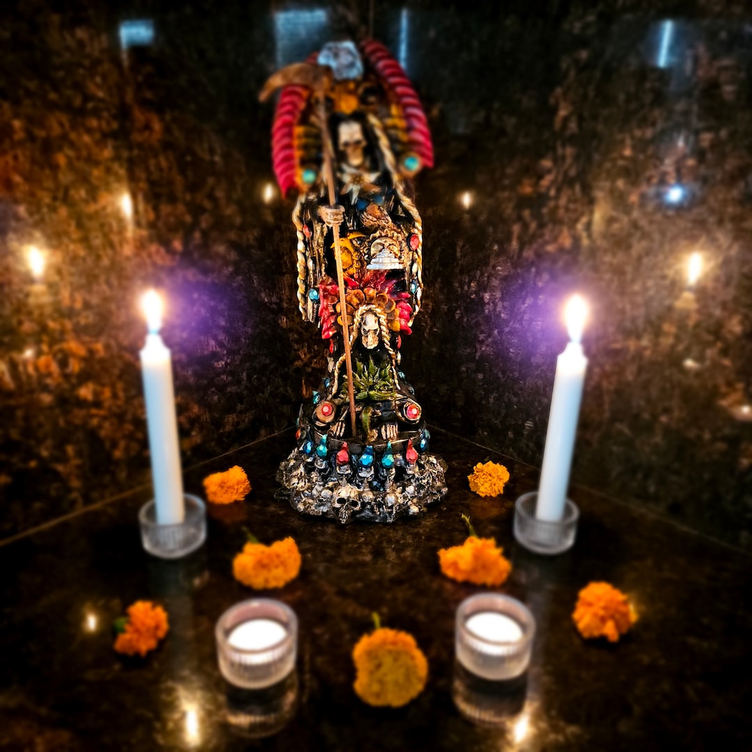 Santa Muerte Azteca Figure Statue 16 Inch. Figura Santa Muerte Negra ...