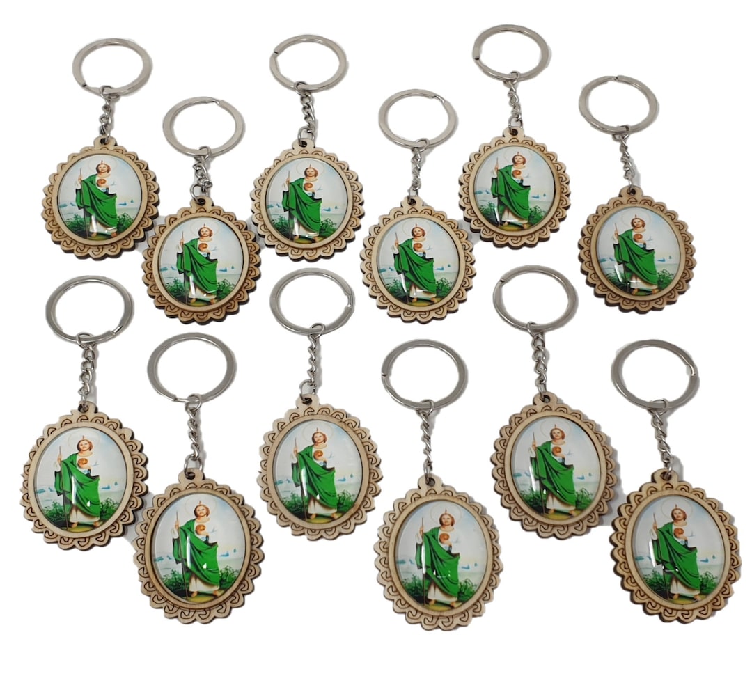 12 Pcs Religious San Judas Keychain Saint Jude Key Fob Party Favors ...
