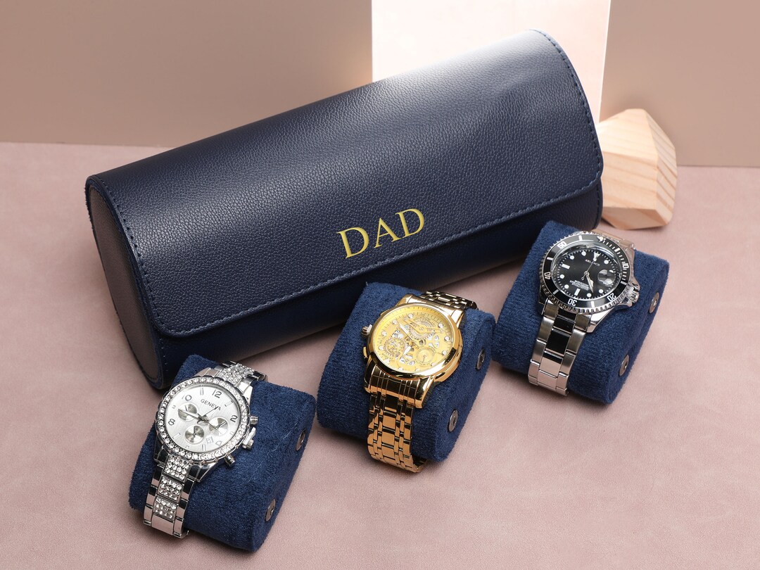 Navy Blue Vintage Watch Storage Box Personalized Watch Storage - Etsy