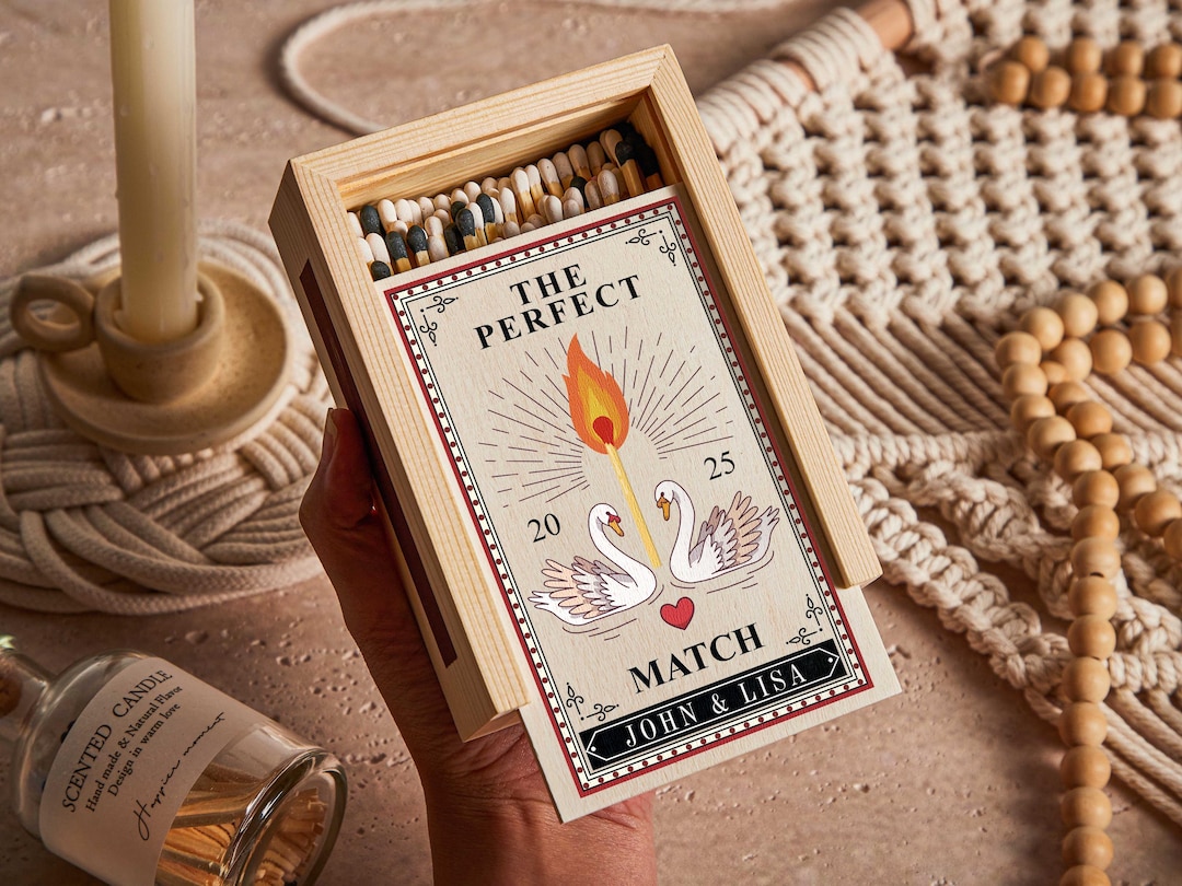 Personalized Couples Matchbox Wood, Custom Printed Matchboxes ...