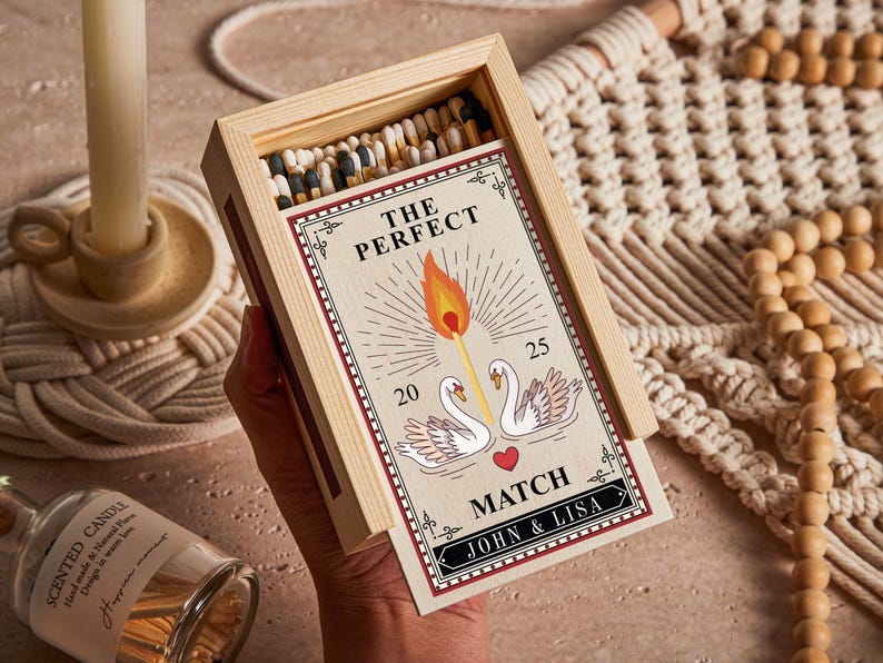 Personalized Couples Matchbox Wood, Custom Printed Matchboxes ...