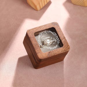Personalized Wedding Ring Box With Clear Acrylic Cover, Custom Wooden ...