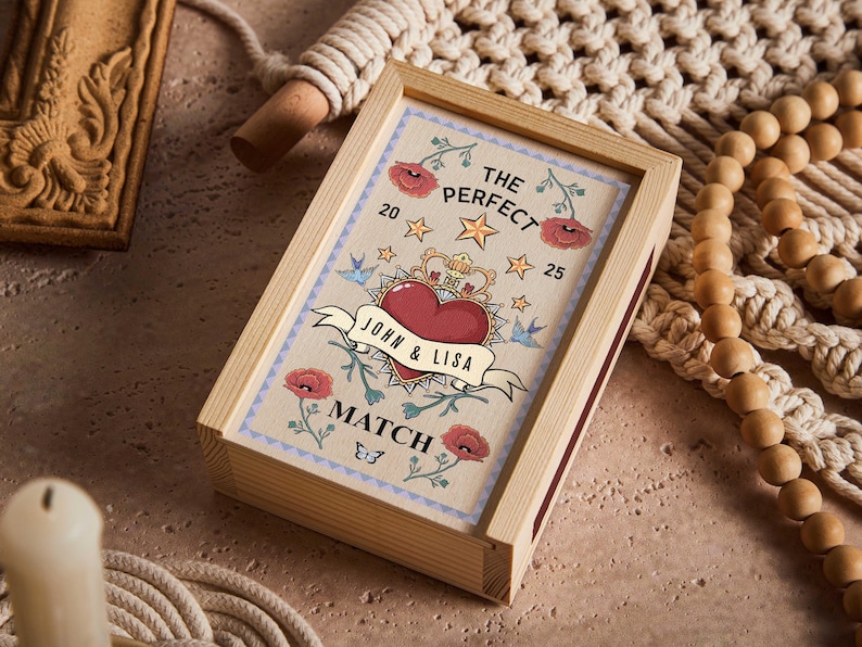 Personalized Couples Matchbox Wood, Custom Printed Matchboxes ...