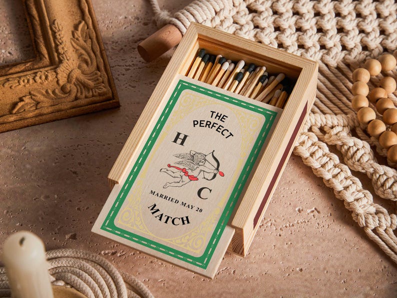 Personalized Couples Matchbox Wood, Custom Printed Matchboxes ...