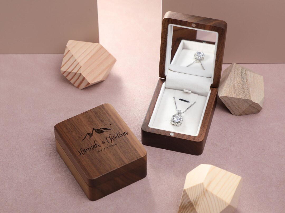 Custom Necklace Box, Rectangular Jewelry Box, Wooden Ring Box With ...