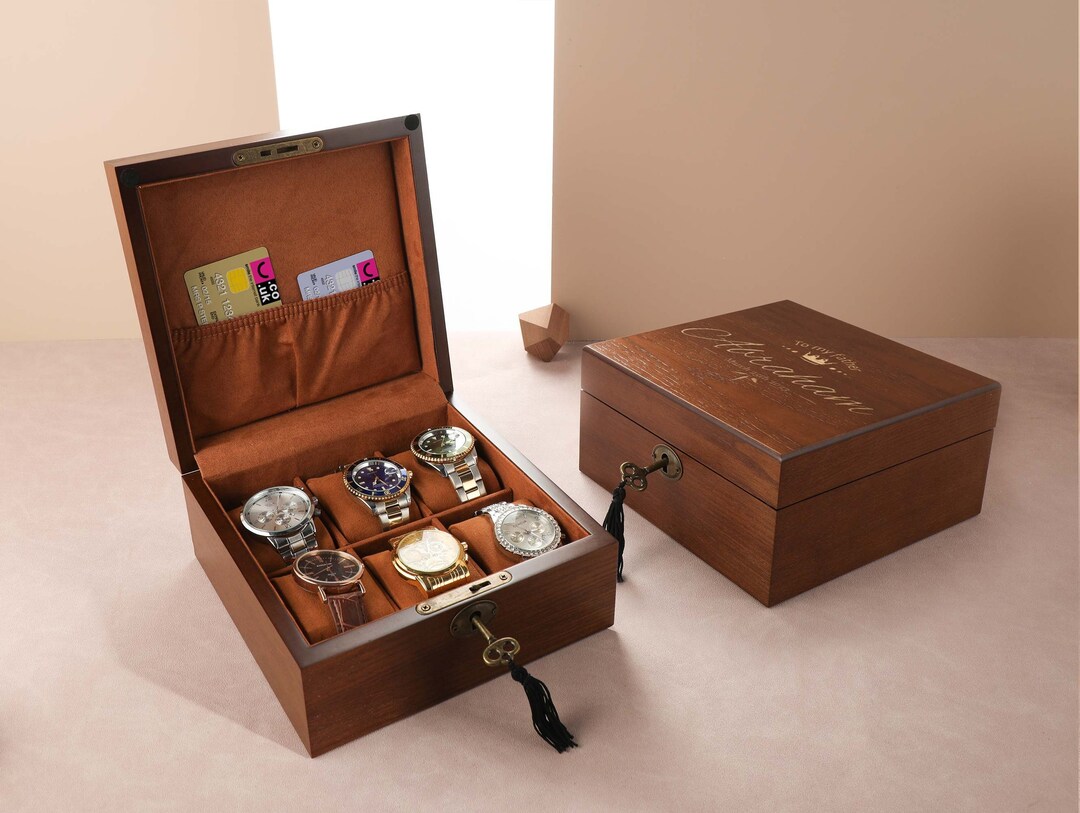 Engraved Wooden Watch Case, Personalized Watch Box, 6 Slots Watch Box ...